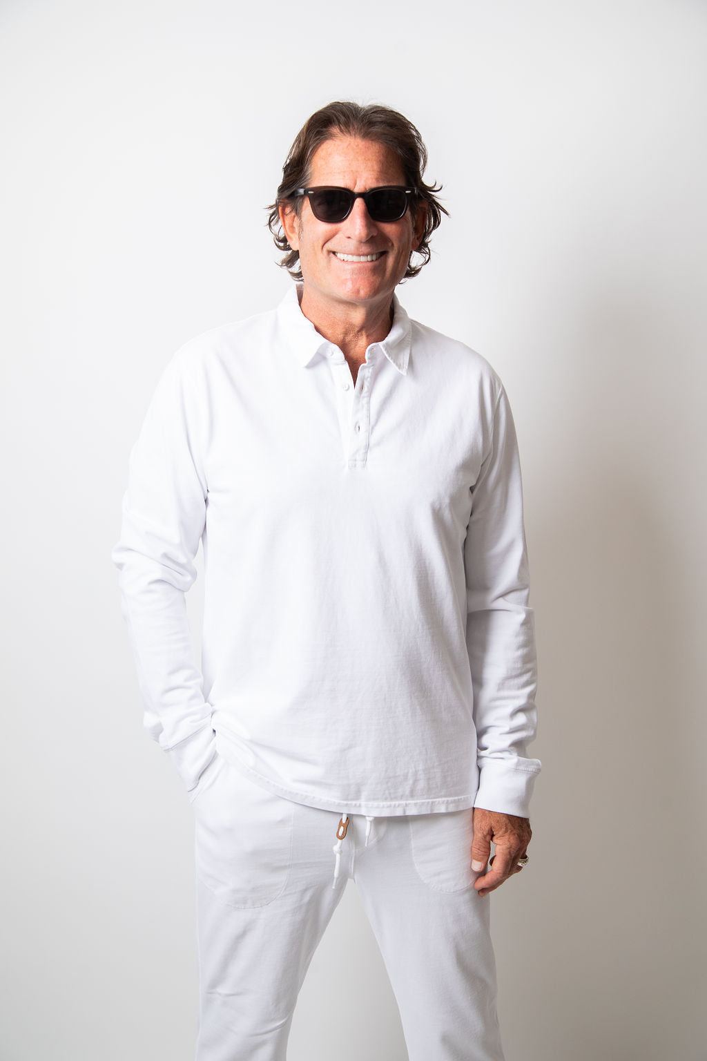 ROBERT LONG SLEEVE POLO | White – Leonard Frisbie