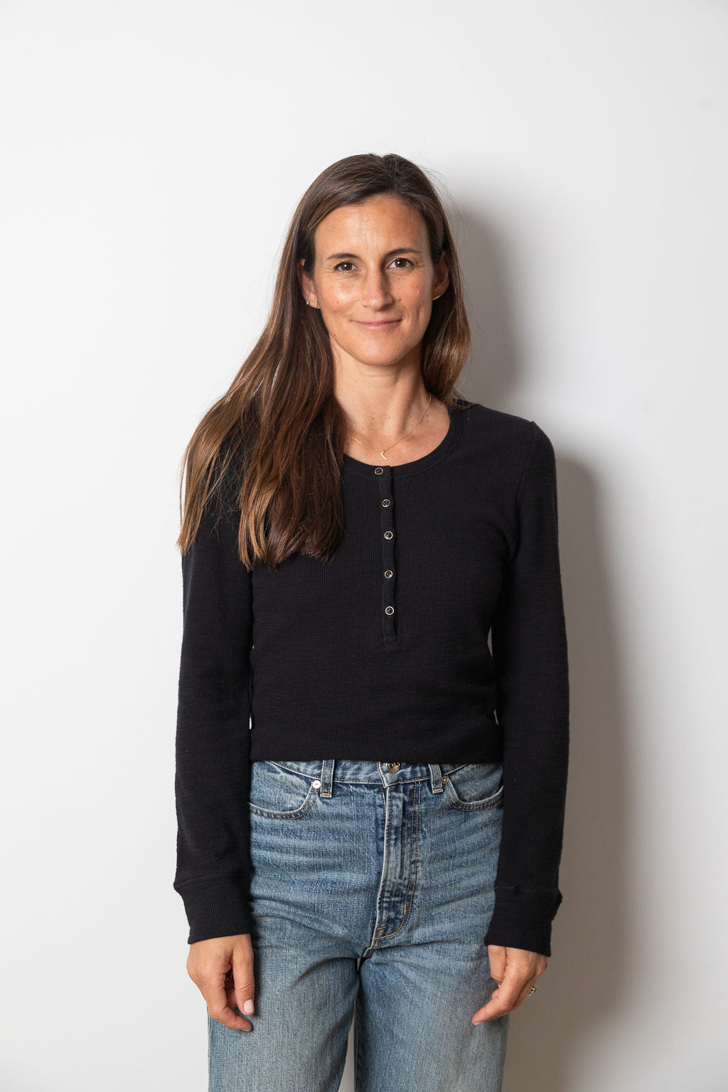 Ada Waffle Henley | Black – Leonard Frisbie