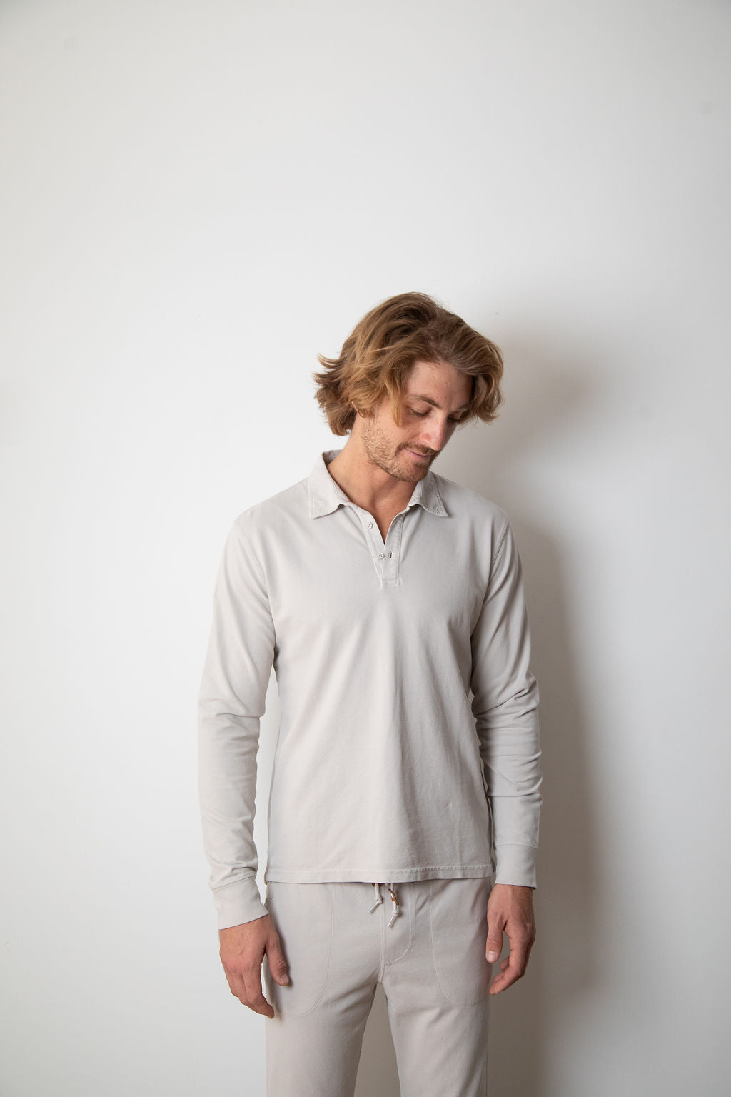 ROBERT LONG SLEEVE POLO | Sand – Leonard Frisbie