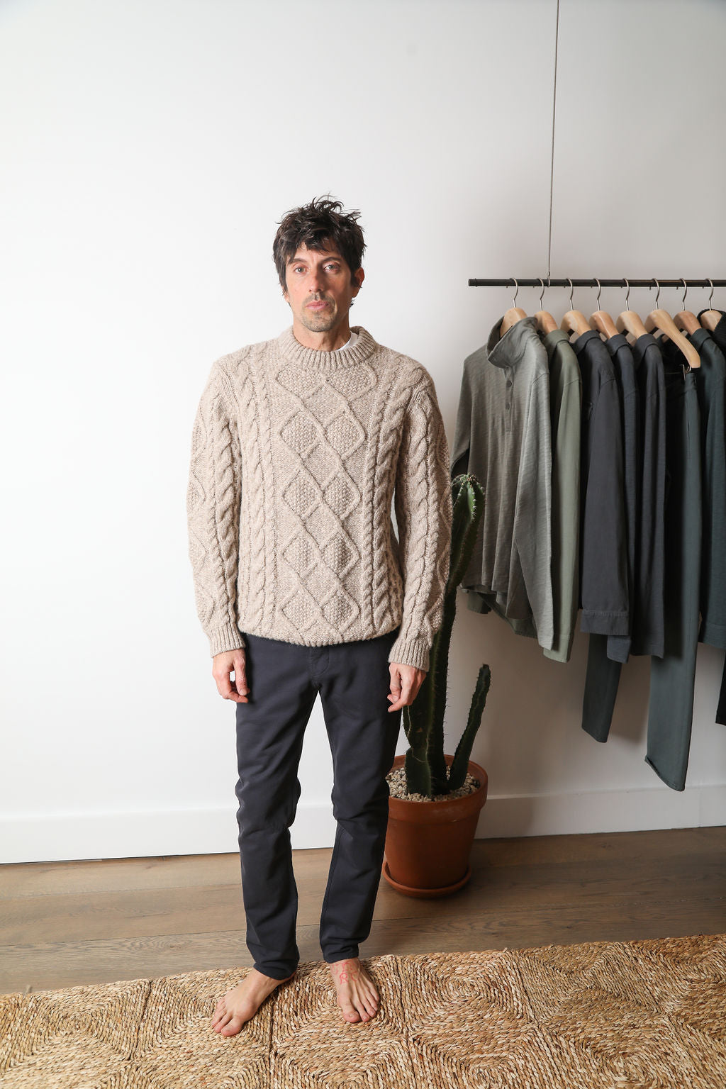 Colin Cable Knit Sweater | Oatmeal Alpaca – Leonard Frisbie