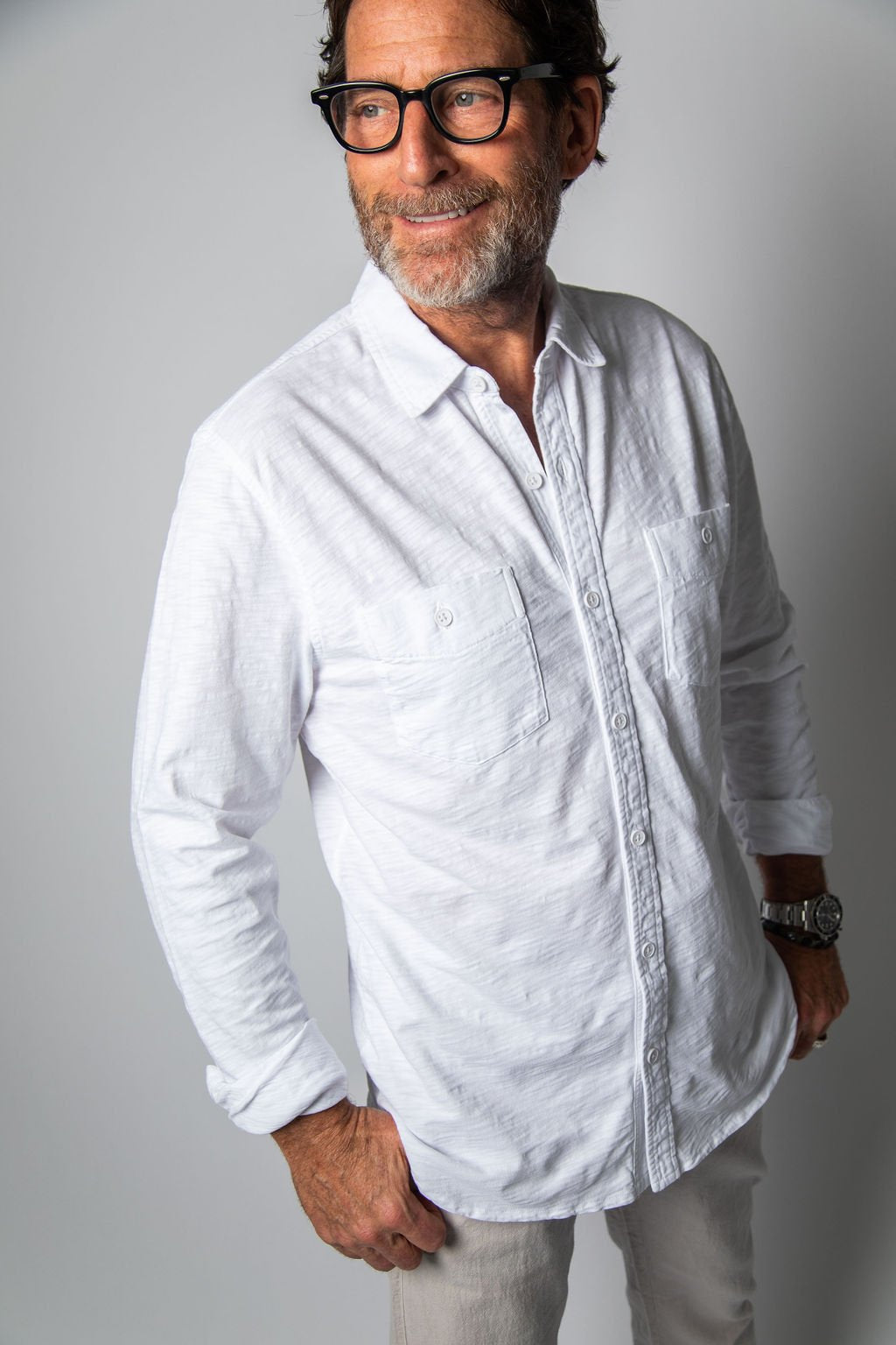 MIKE BUTTON UP | White – Leonard Frisbie